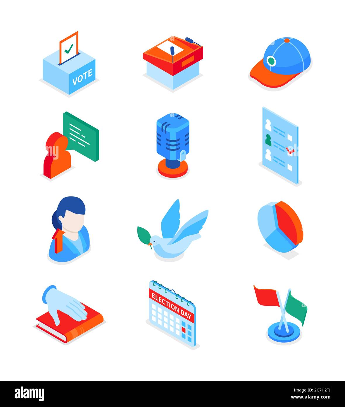 Election and voting - modern colorful isometric icons set Stock Vector ...