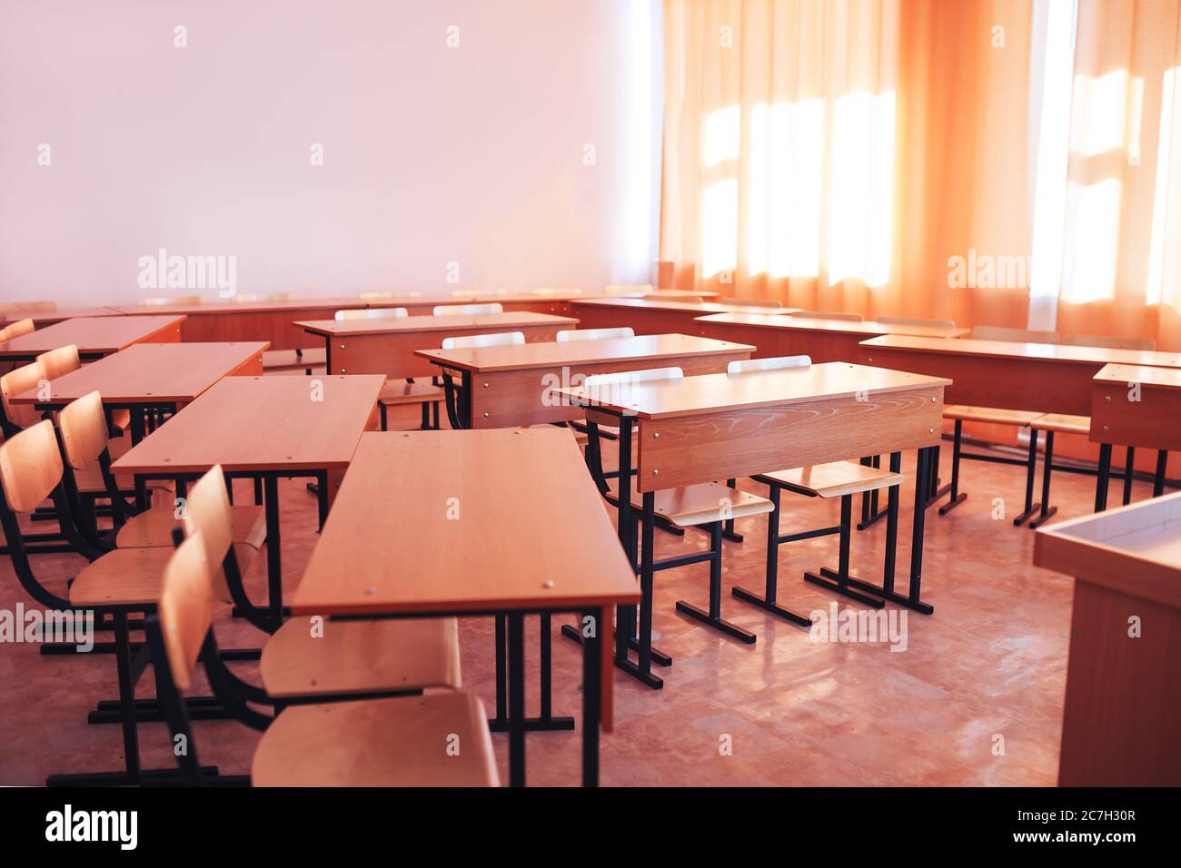 Empty school class during school holidays, back to school, children ...