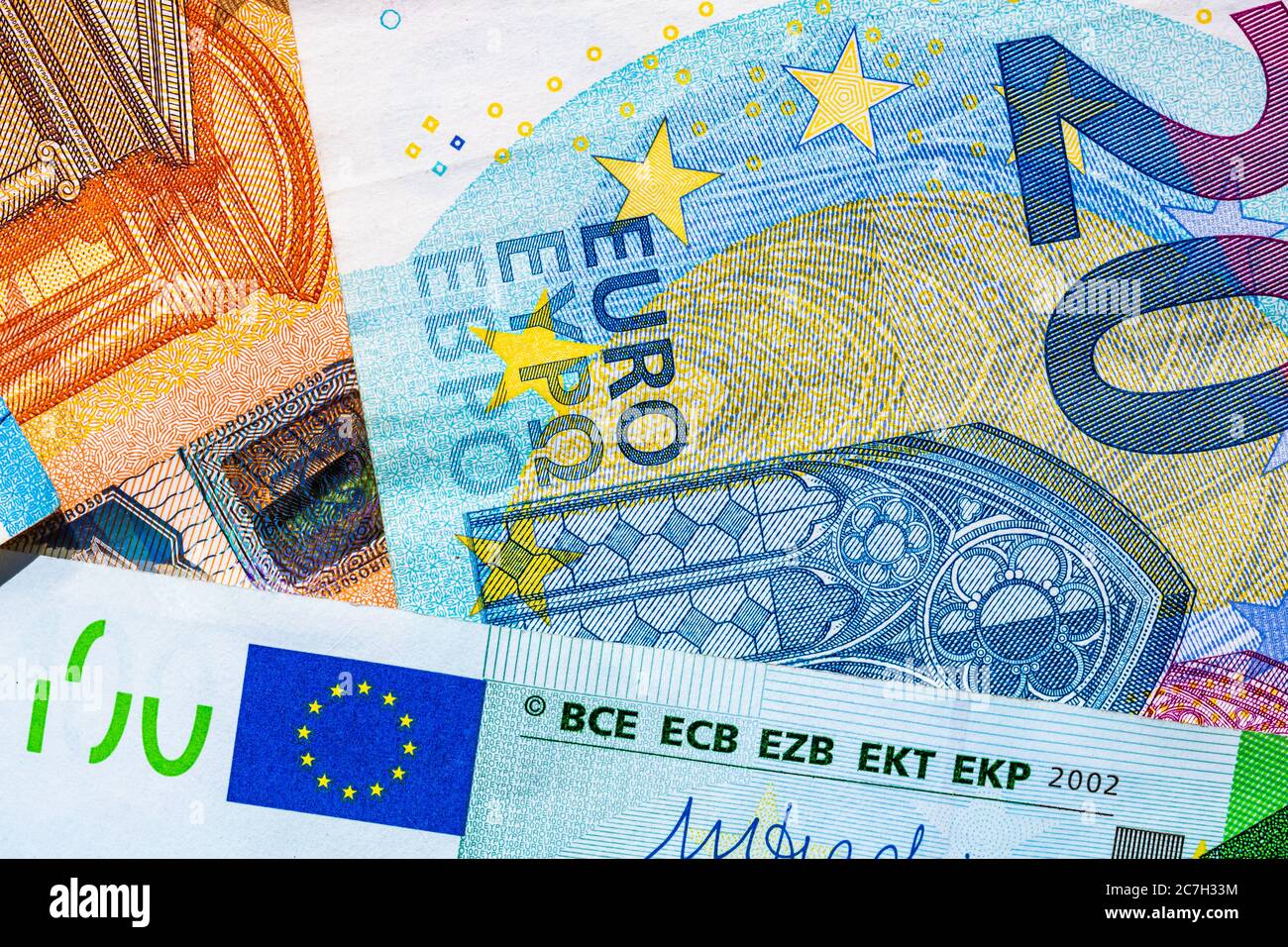 Close up of money euro banknotes, background of money euro isolated ...