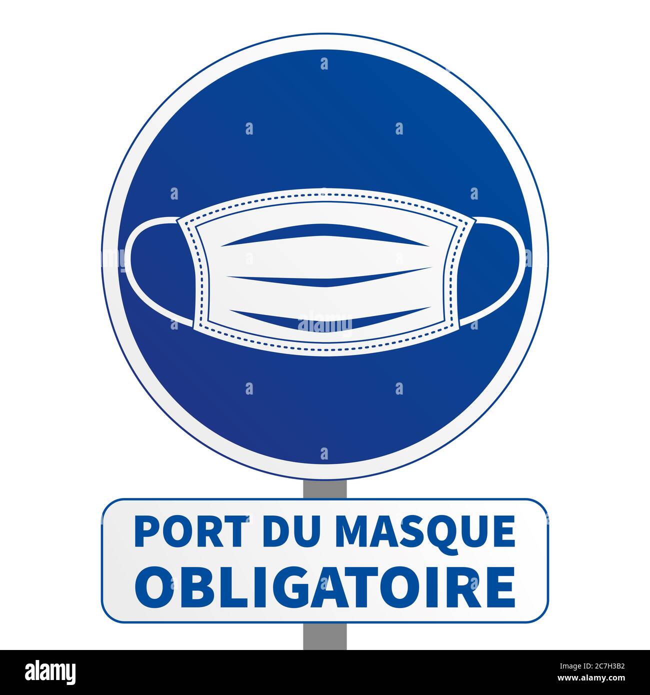 French face mask required sign covid 19 illustration Stock Photo - Alamy