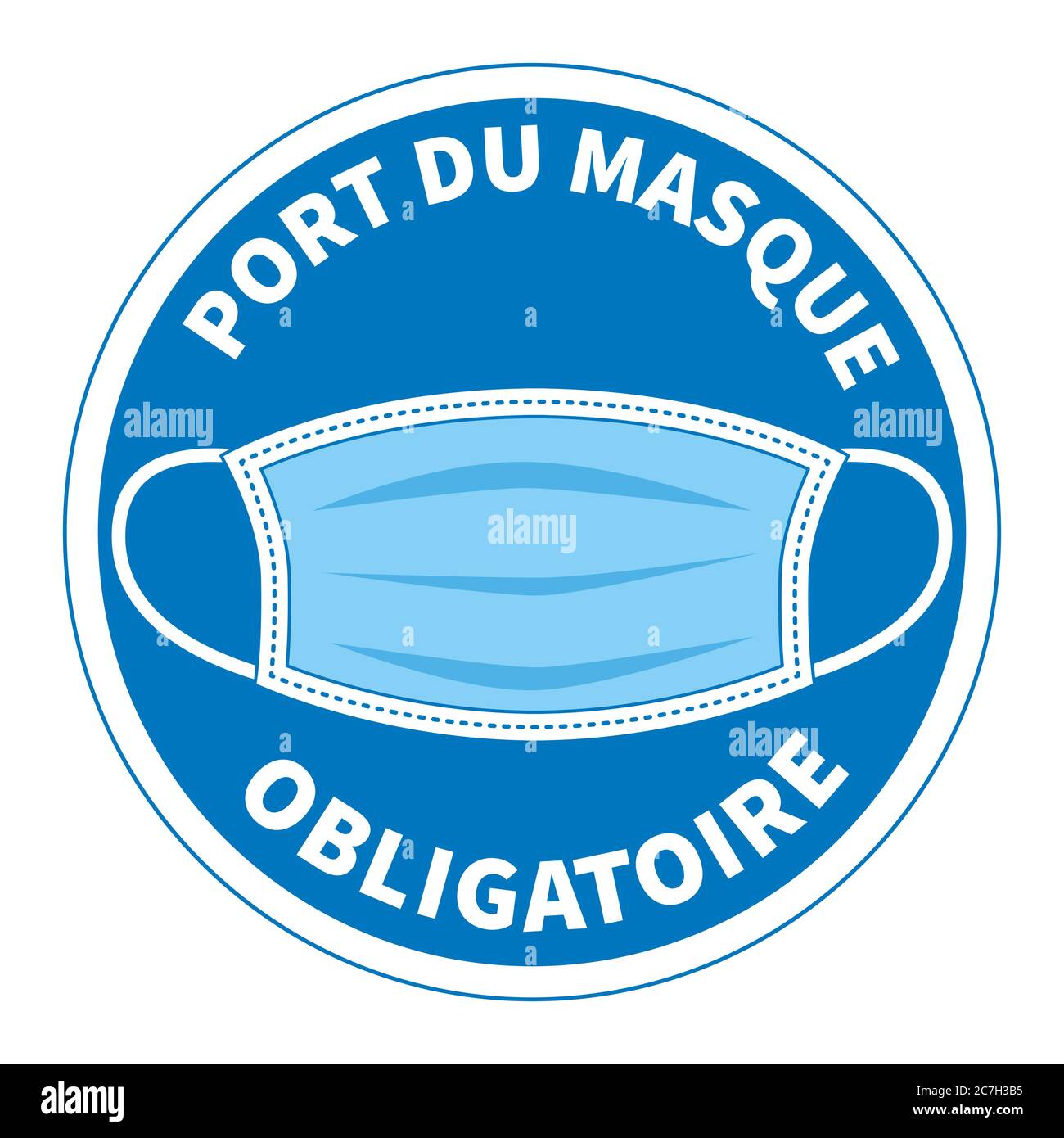 French face mask required covid 19 illustration Stock Photo - Alamy