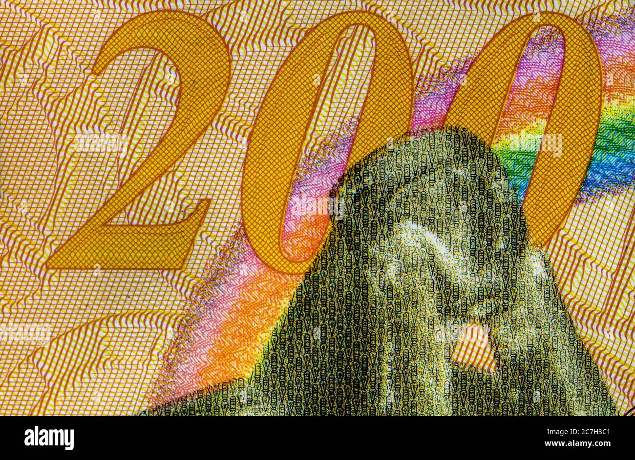 Selective focus on detail of lei banknotes. Close up macro detail of ...