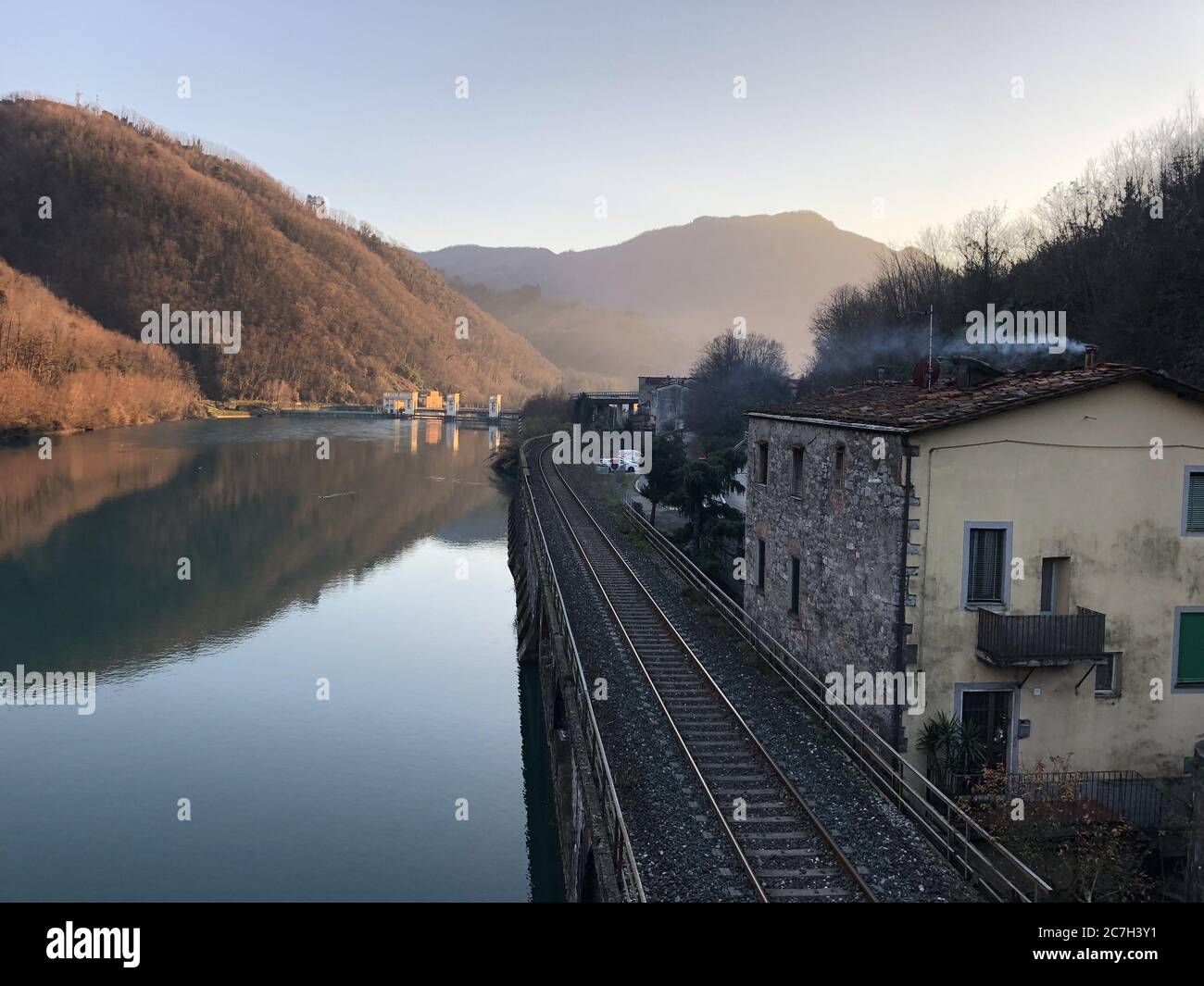 Bridge over the river serchio hi-res stock photography and images - Alamy