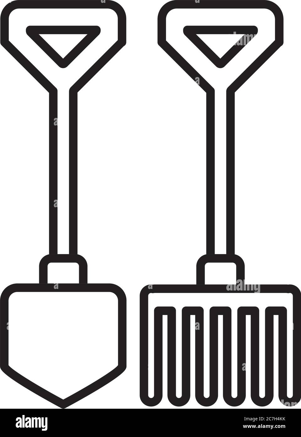 rake and shovel line style icon design, agronomy lifestyle agriculture ...