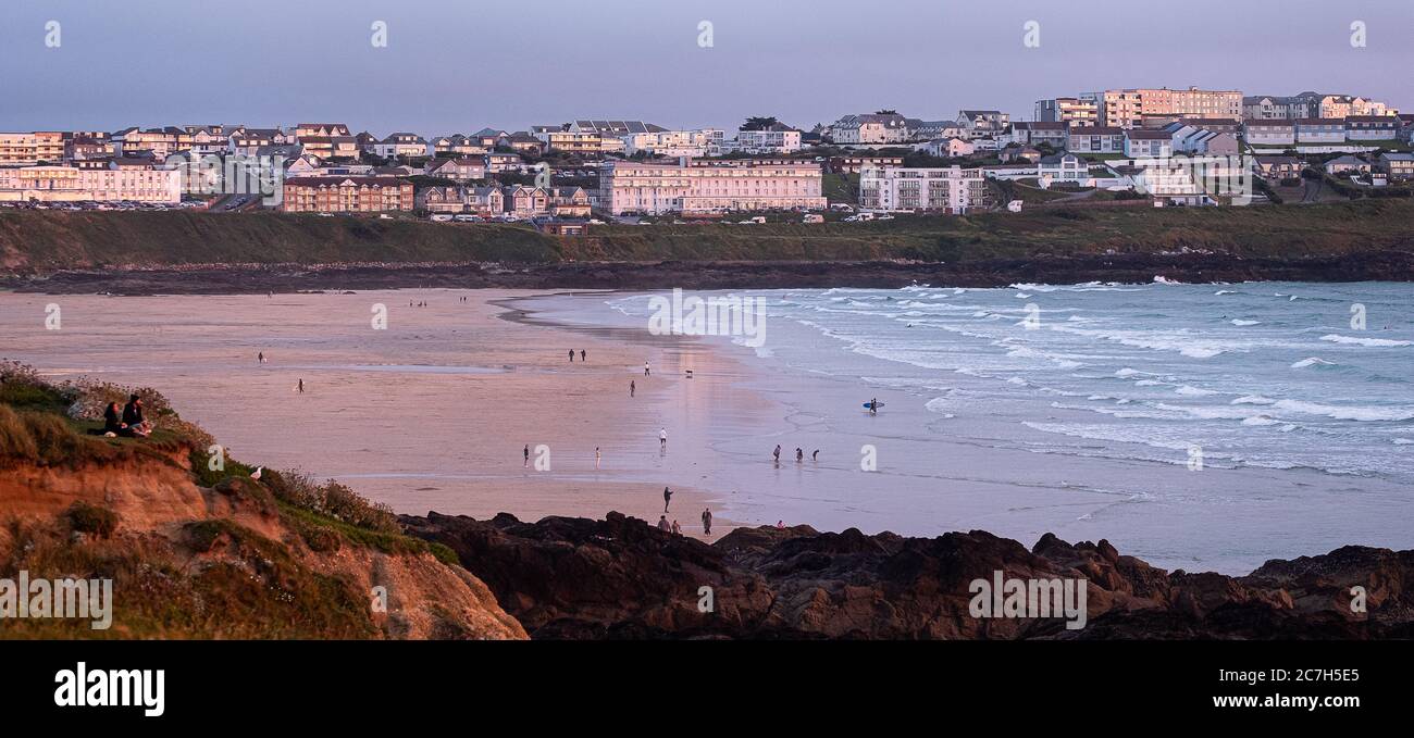Sunset at Fistral Beach Stock Photo - Alamy