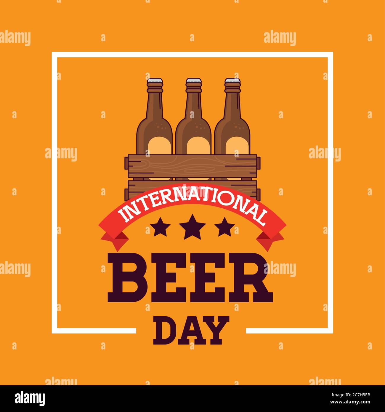 international beer day, august, with bottles beer in wooden box Stock ...