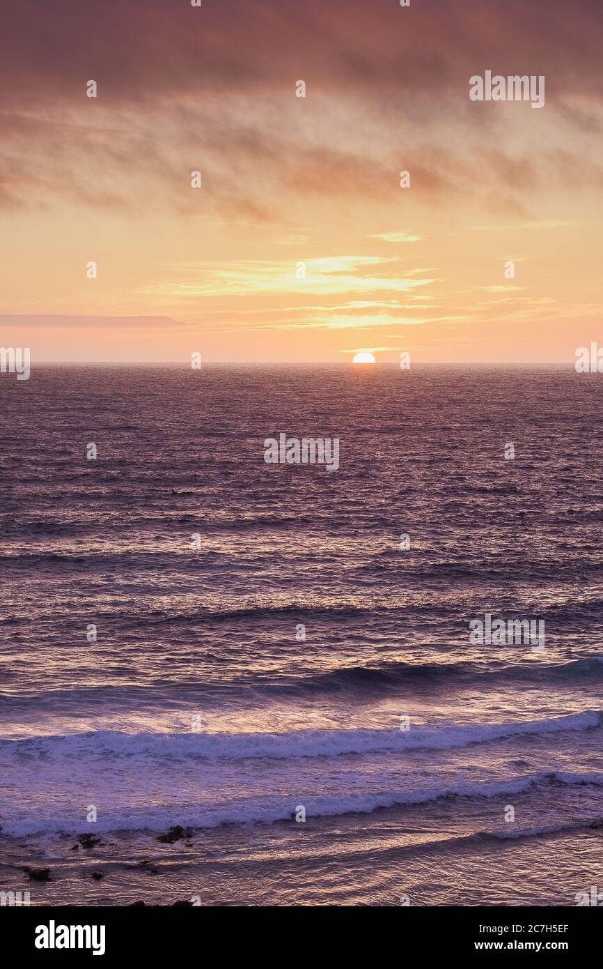 Sunset at Fistral Beach Stock Photo - Alamy