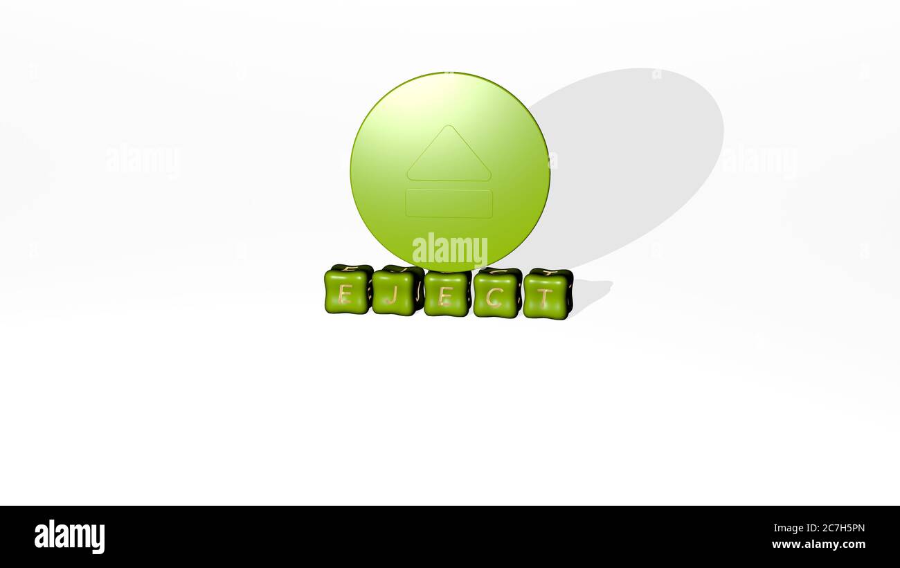 3D representation of EJECT with icon on the wall and text arranged by ...
