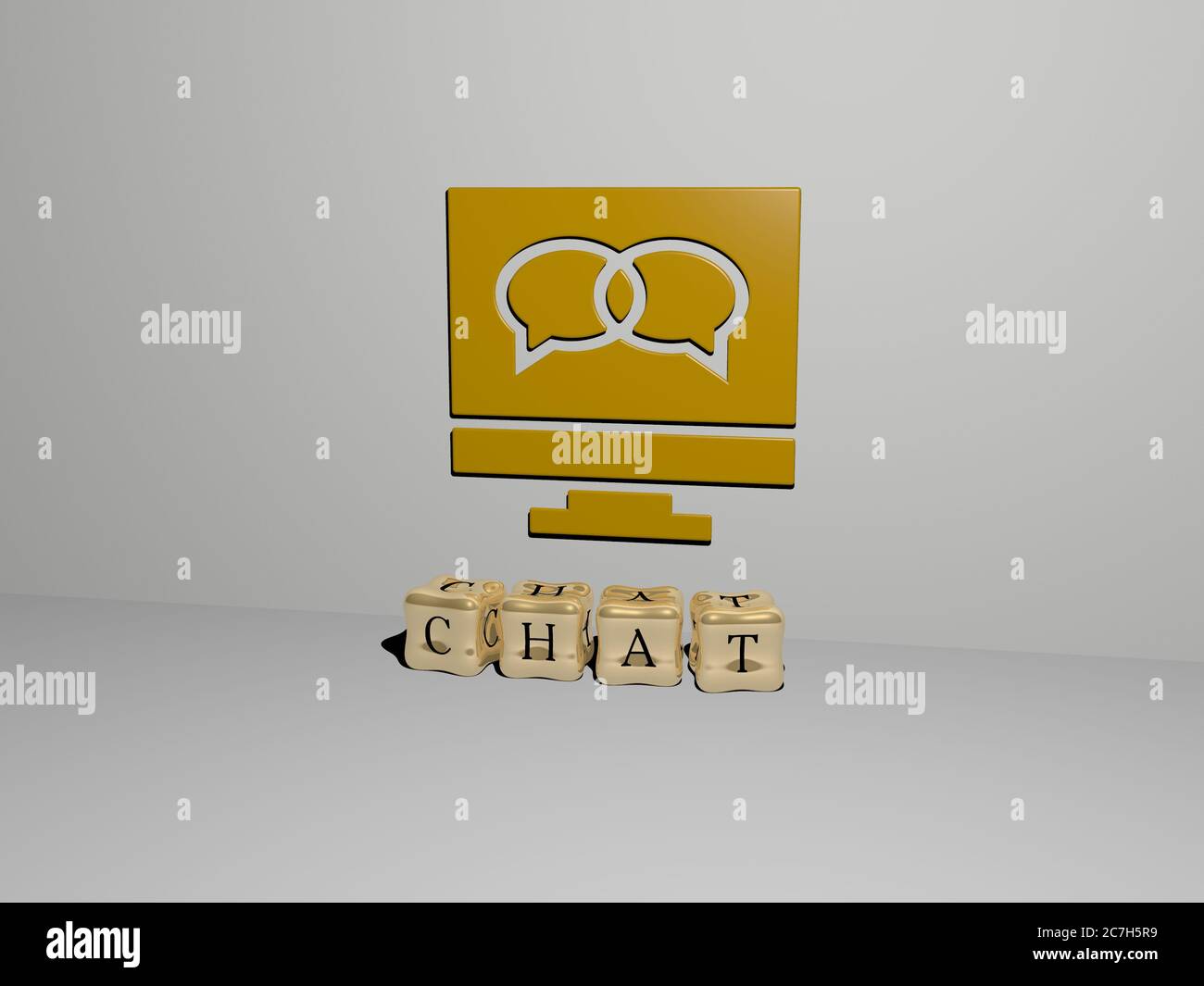 3D graphical image of CHAT vertically along with text built by metallic ...
