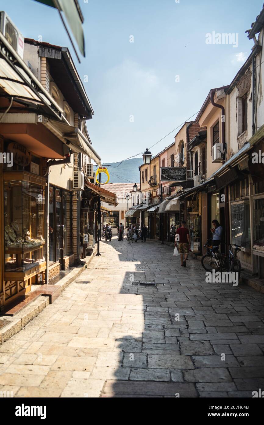 SKOPJE, MACEDONIA - Dec 08, 2019: Architecture and street life in ...