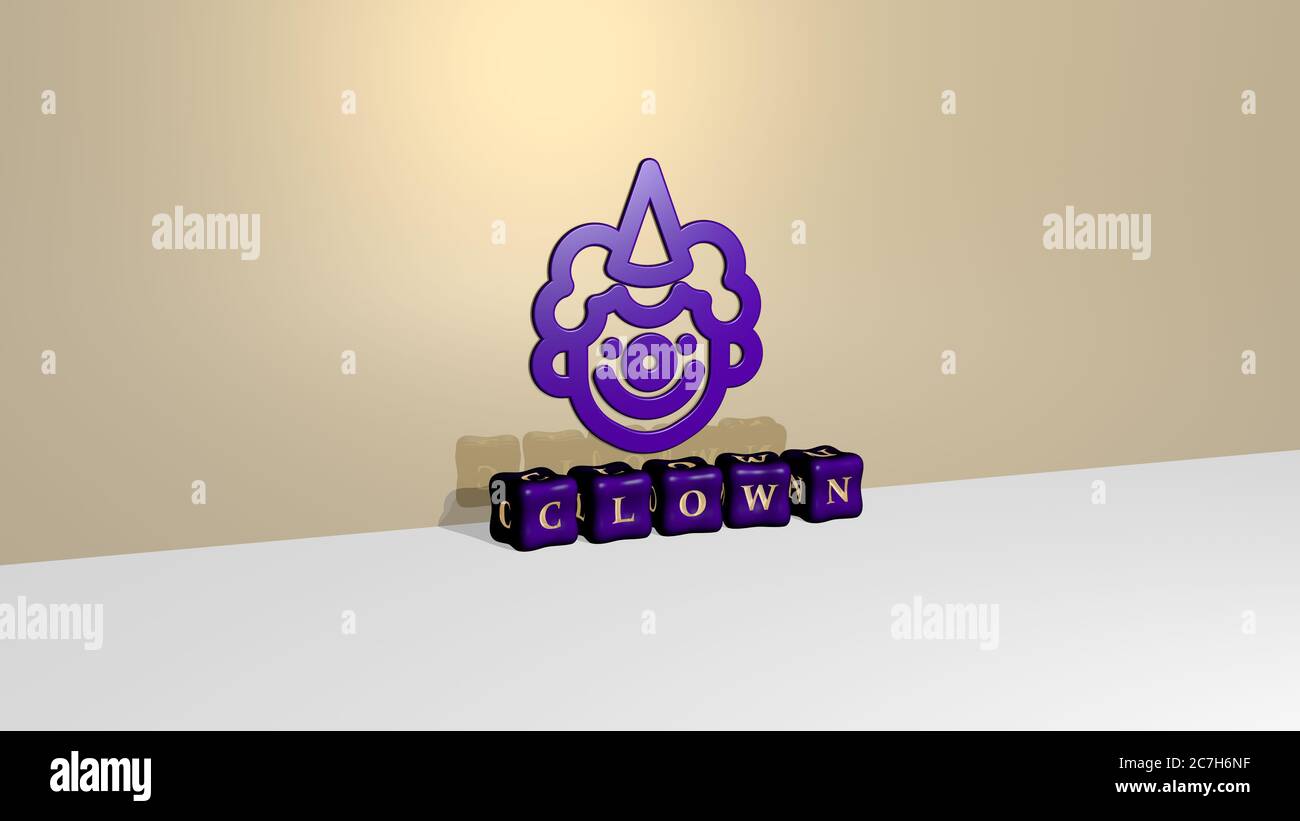 3D representation of CLOWN with icon on the wall and text arranged by ...