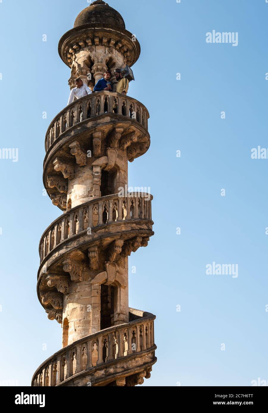 Junagadh, Gujarat, India - December 2018: The beautiful minaret with a ...