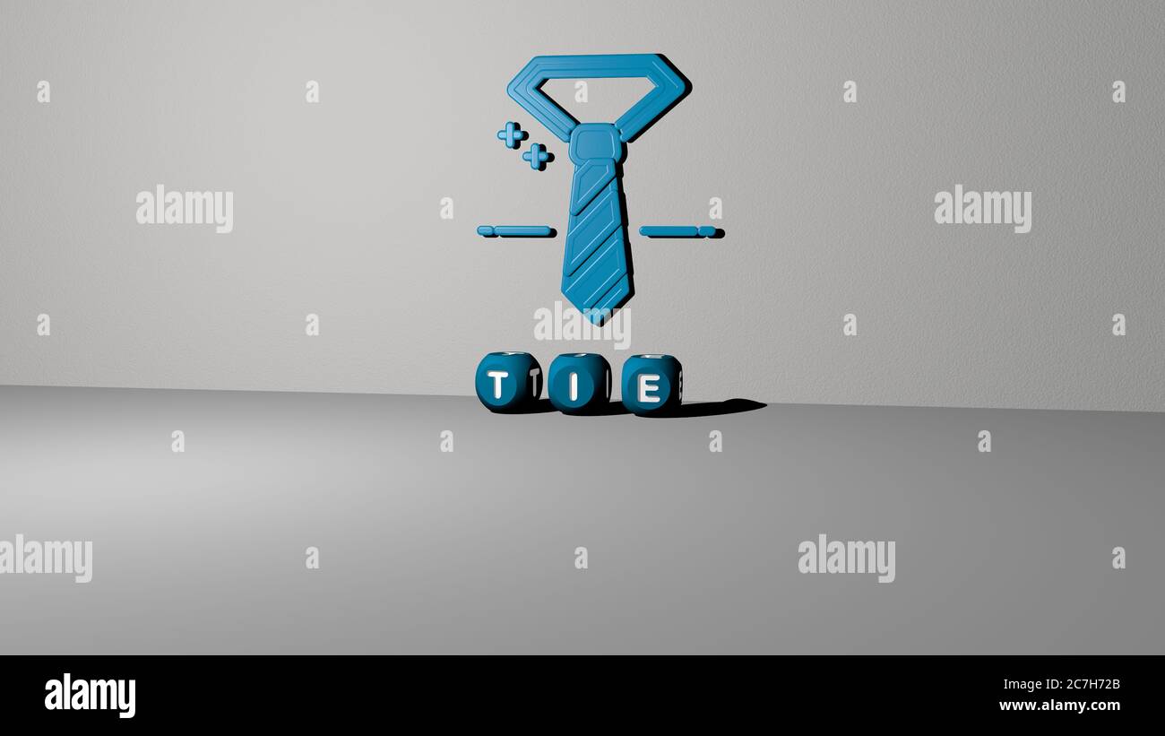 3D graphical image of TIE vertically along with text built by metallic ...