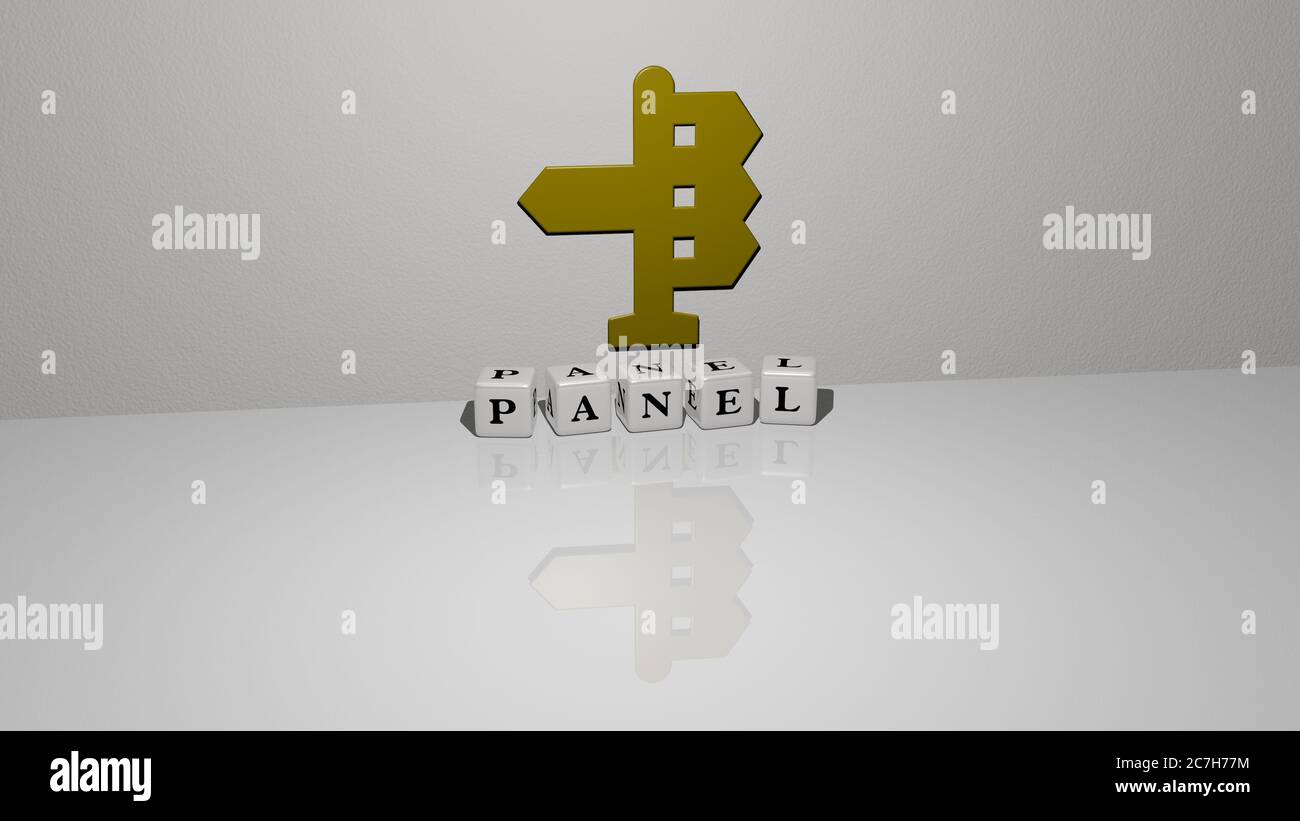 3D representation of panel with icon on the wall and text arranged by ...