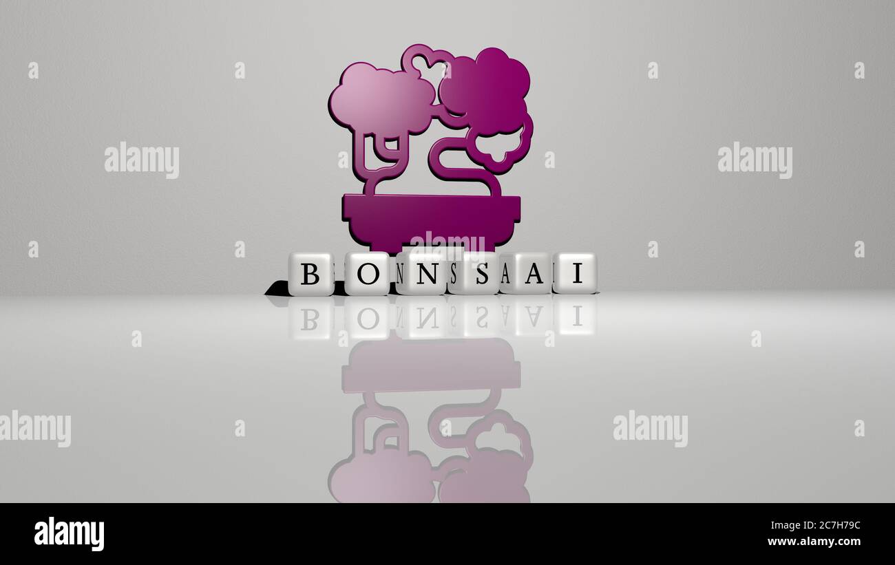 3D graphical image of bonsai vertically along with text built by ...