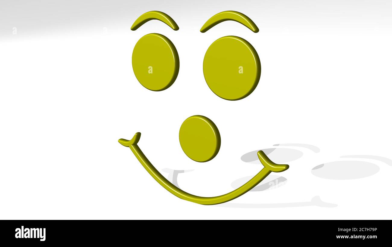 SMILE stand with shadow. 3D illustration of metallic sculpture over a ...