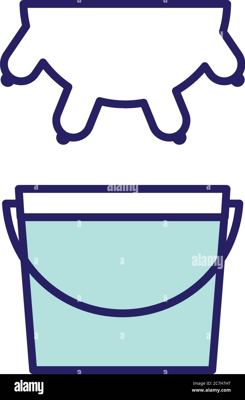 cow udder milk bucket line and fill style icon design, dairy breakfast ...