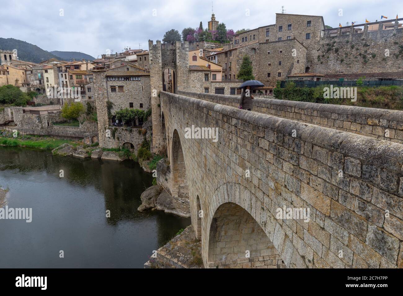 Europe, Spain, Catalonia, Girona Province, Garrotxa, Besalú, view of ...