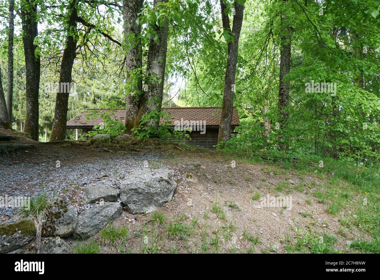 A wooden hut from a hunter and woodworker in the forest Stock Photo - Alamy