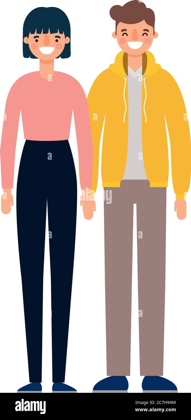 Woman and man cartoons couple smiling design, Person people and human ...