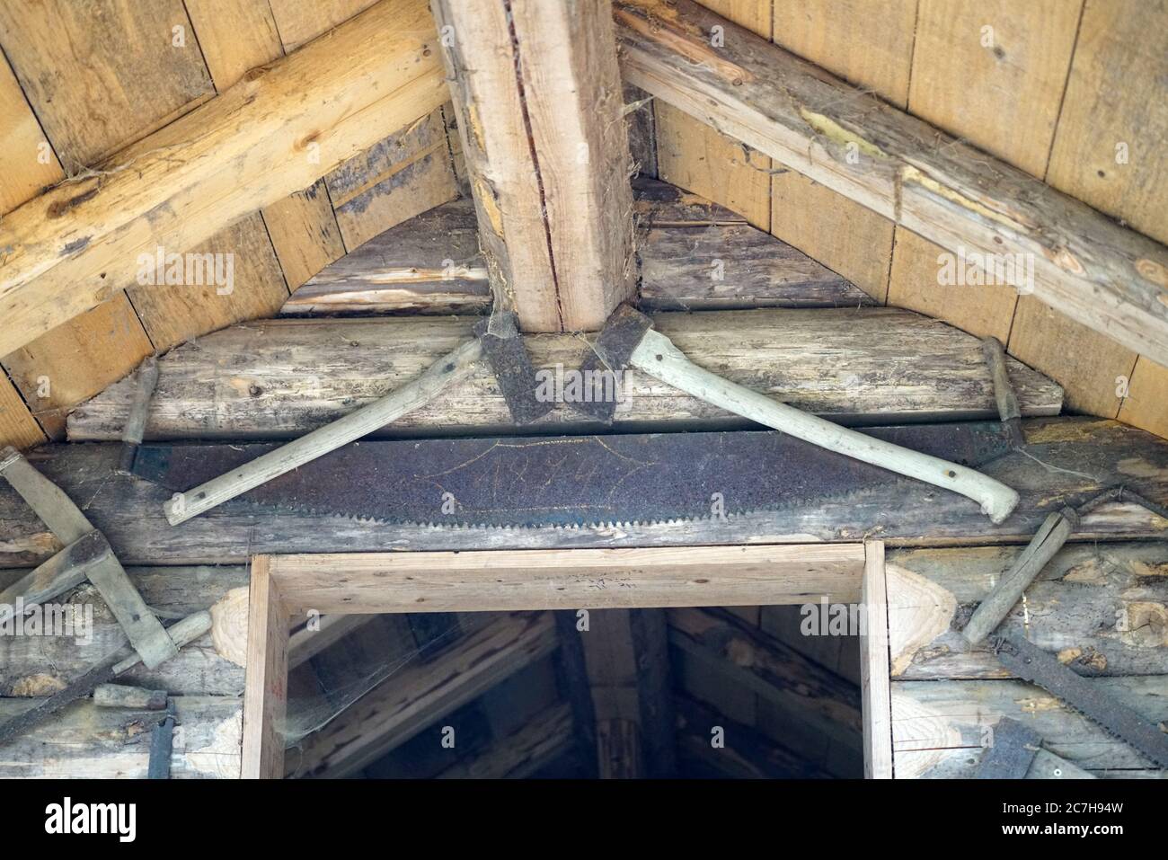 A wooden hut from a hunter and woodworker in the forest Stock Photo - Alamy