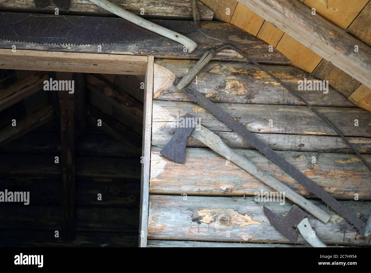 A wooden hut from a hunter and woodworker in the forest Stock Photo - Alamy