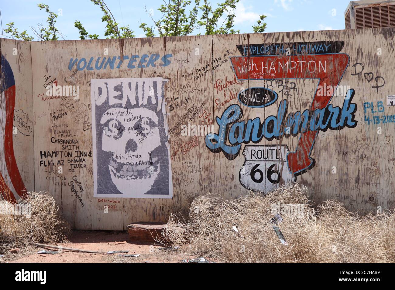Graffiti adorns the wooden walls at the ruins of Meteor City Trading ...