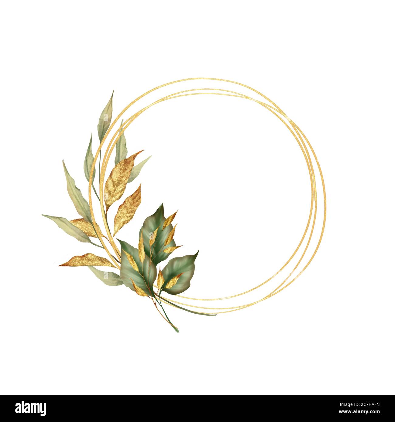 Circle Gold Frame Green