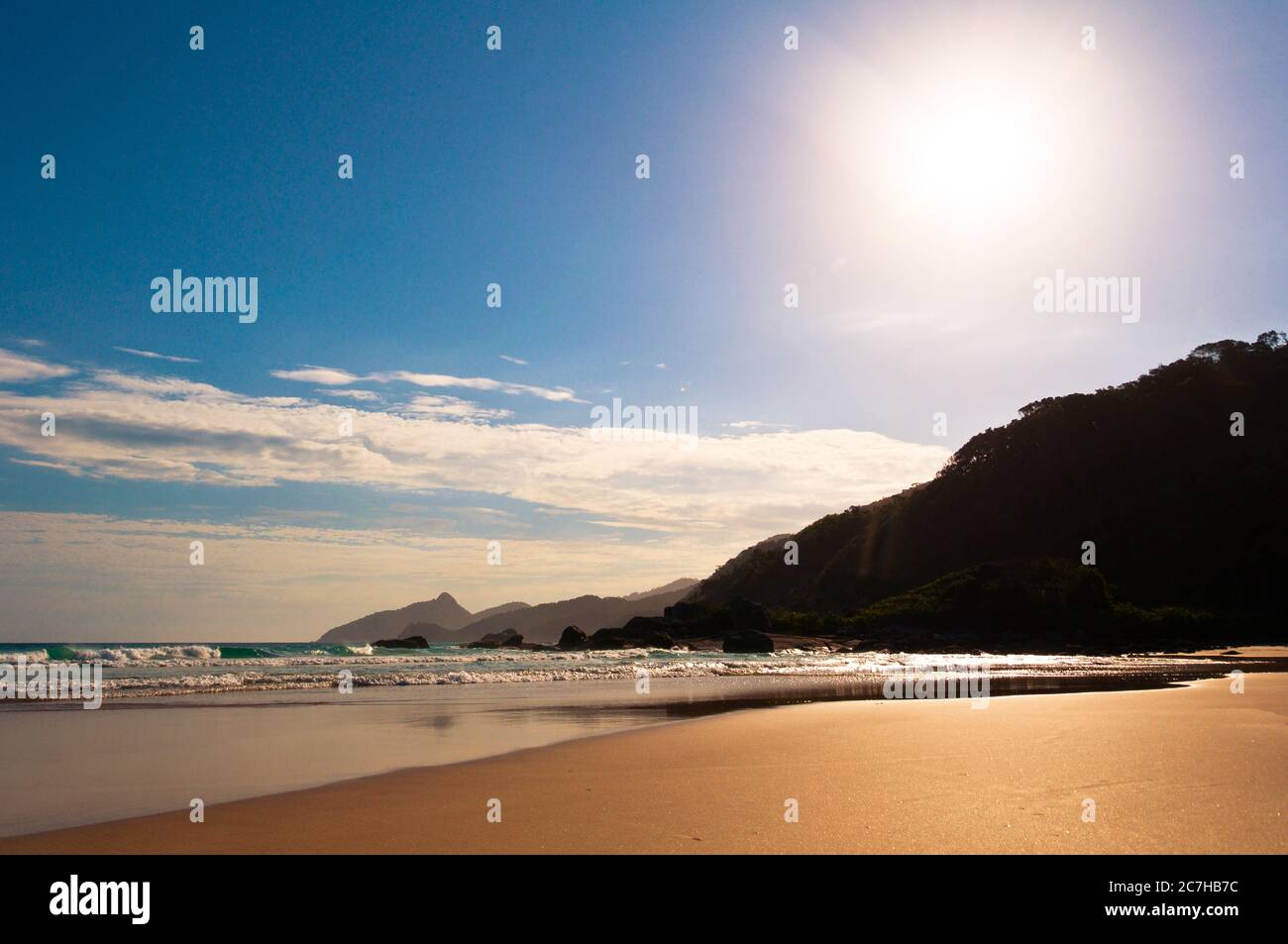 Tropical Sunset, Lopes Mendes Beach, Ilha Grande Island, Brazil Stock ...