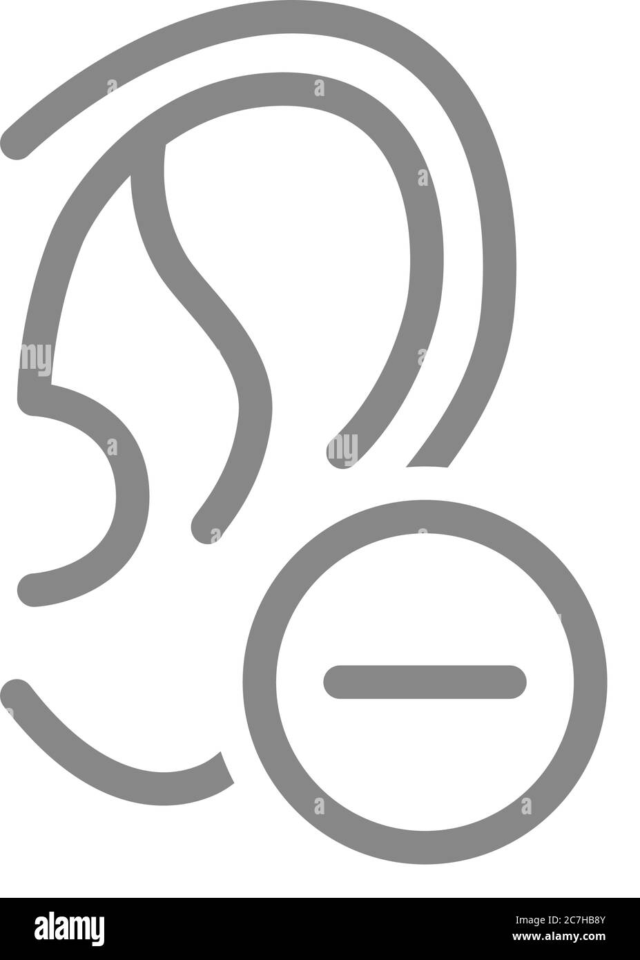 Ear with minus line icon. Disease hearing organ, deafness symbol Stock ...