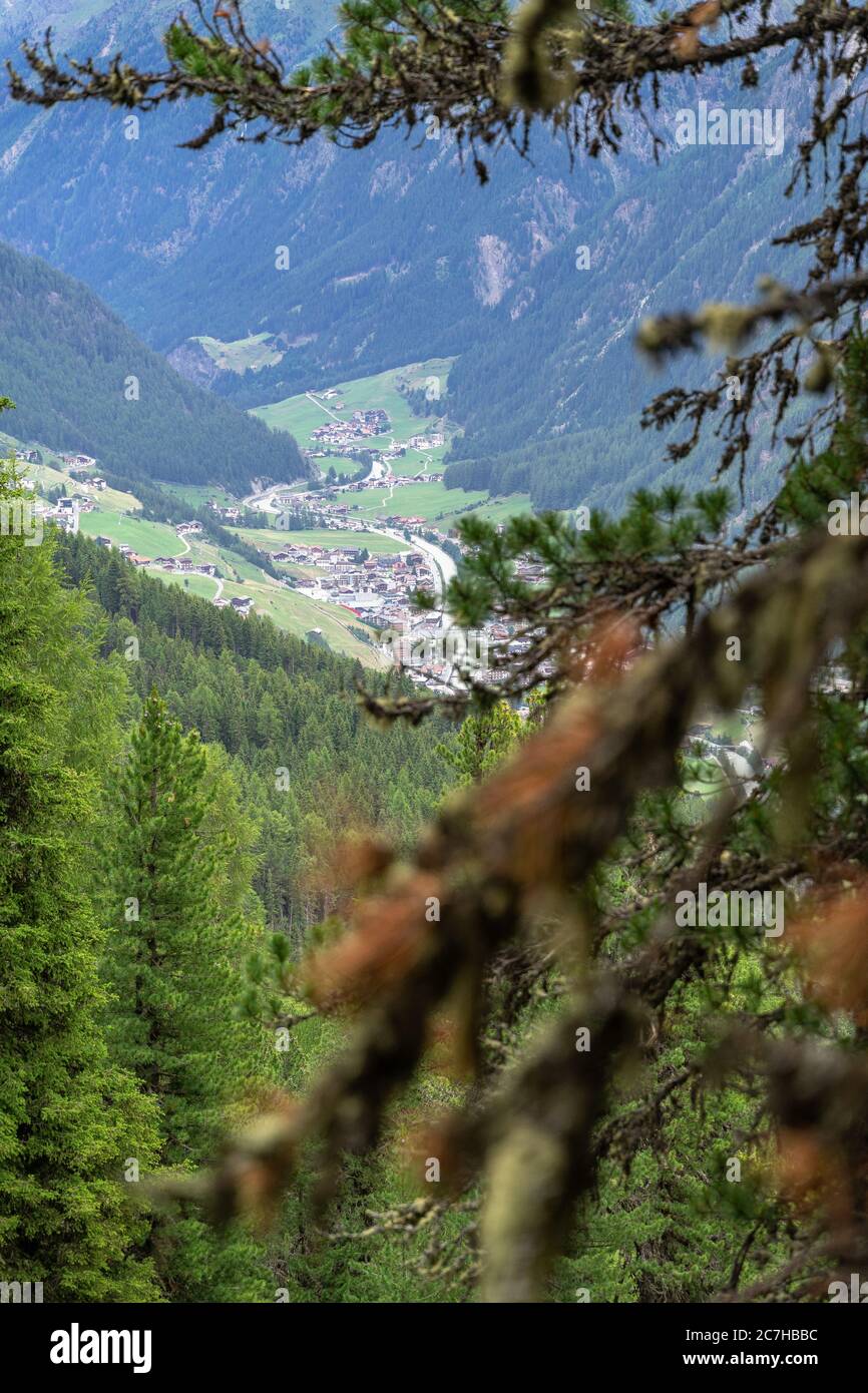 Europe, Austria, Tyrol, Ötztal Alps, Ötztal, view down to Sölden in the ...