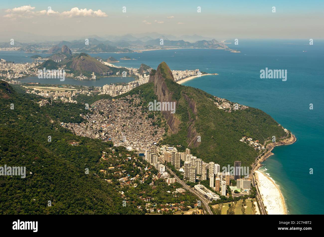 Rio de Janeiro Aerial View with Ocean, Mountains, Urban Areas Stock ...