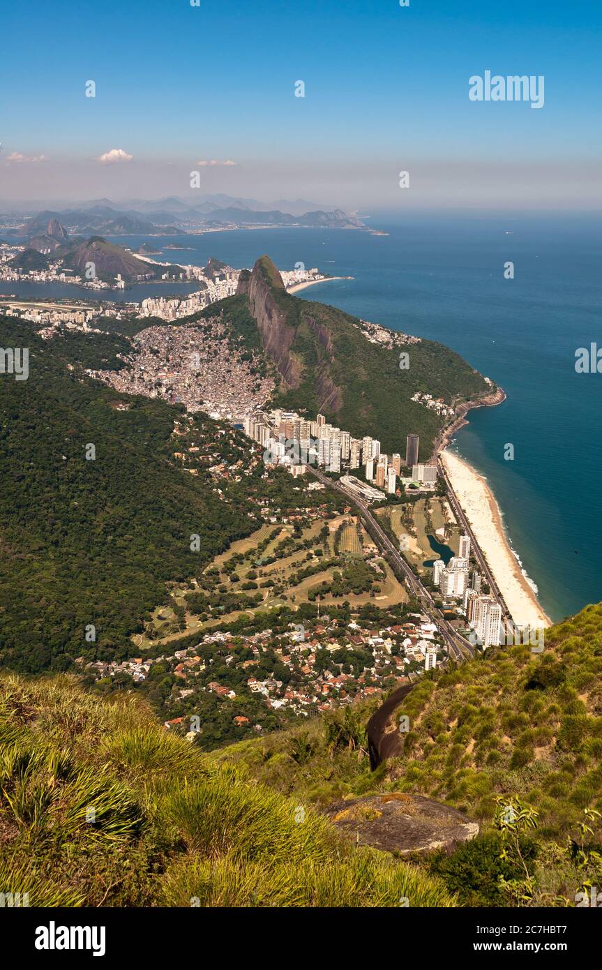 Rio de Janeiro Aerial View with Ocean, Mountains, Urban Areas Stock ...
