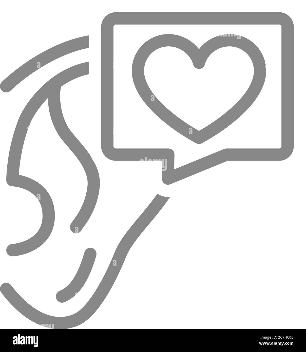 Ear with heart in speech bubble line icon. Healthy organ of hearing ...