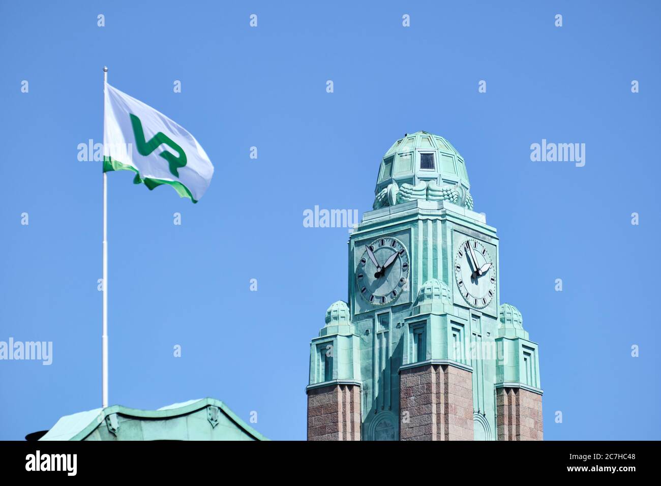 Helsinki, Finland - July 12, 2020: The clock tower of Helsinki Central ...