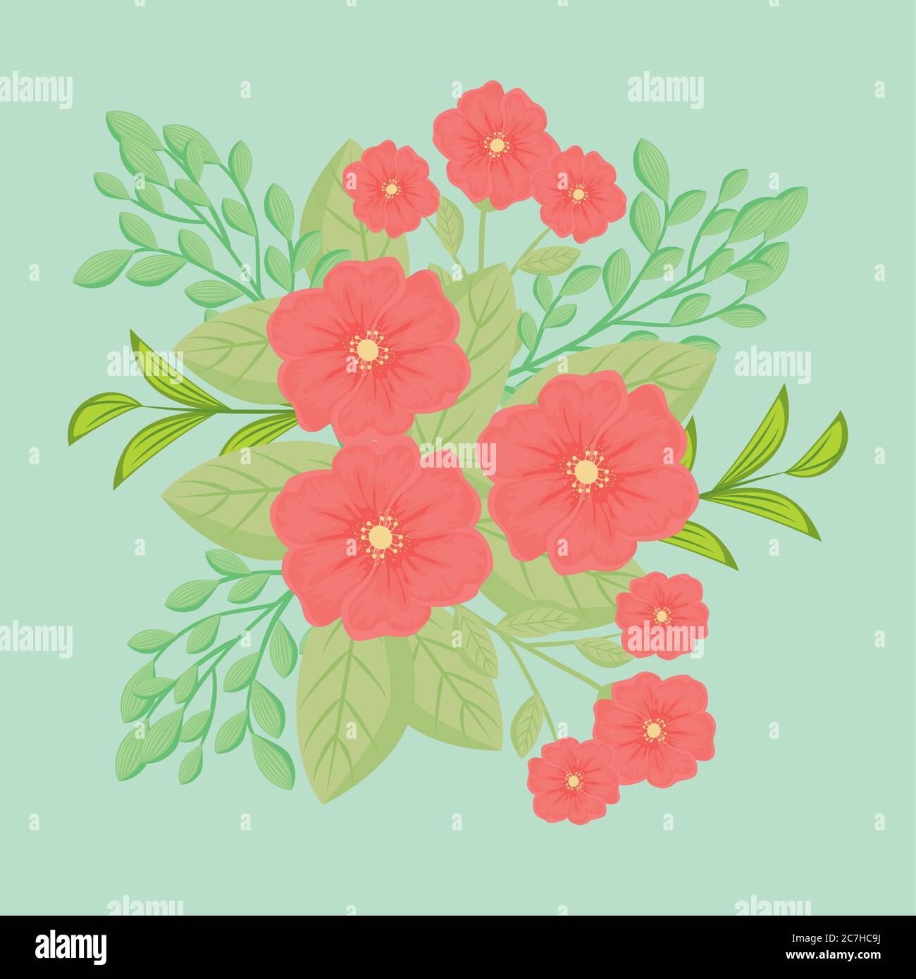 red flowers with leaves vector design Stock Vector Image & Art - Alamy