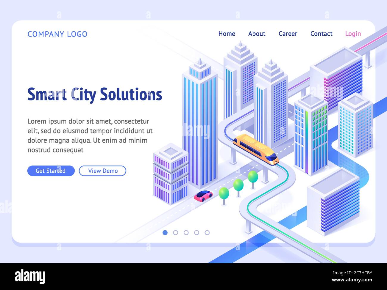 Smart city solutions banner. Sustainable development, urban ...