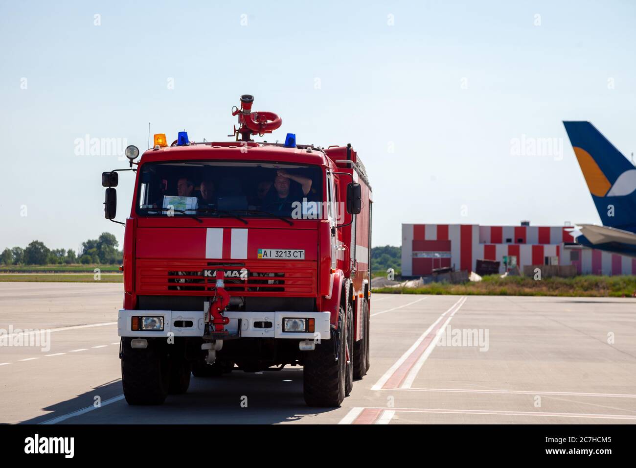 Kyiv, Ukraine - June 27, 2020: Red fire truck KAMAZ in the ...