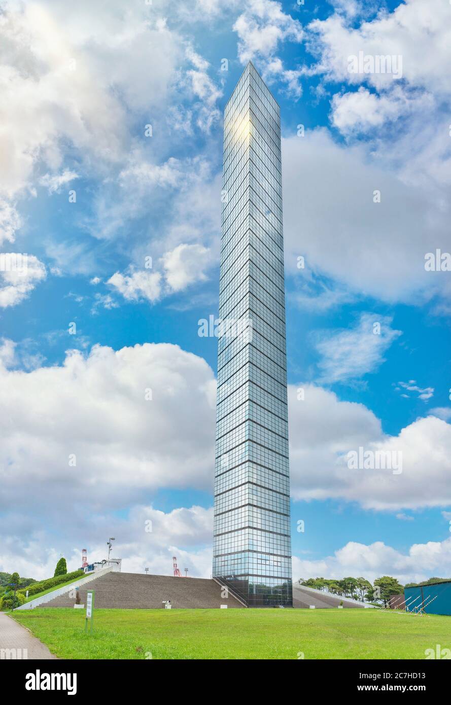 chiba, japan - july 08 2020: Wide angle of the Chiba Port Tower covered ...