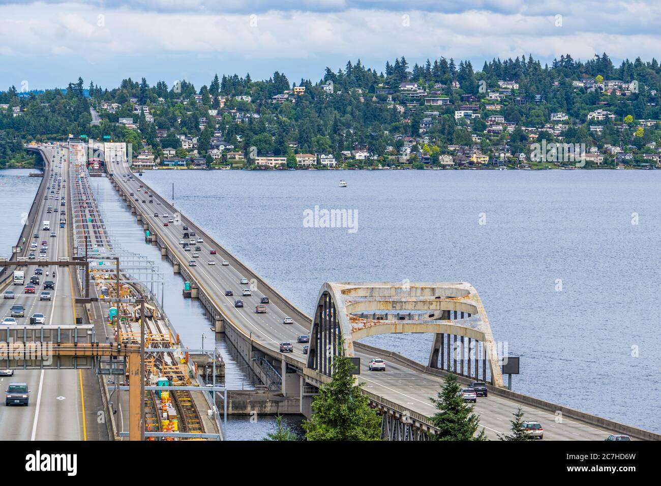 Interstate 90 floating bridges in Seattle, Washington Stock Photo - Alamy