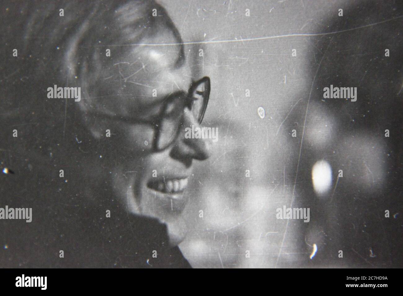 Fine 70s vintage black and white lifestyle photography of a middle aged ...