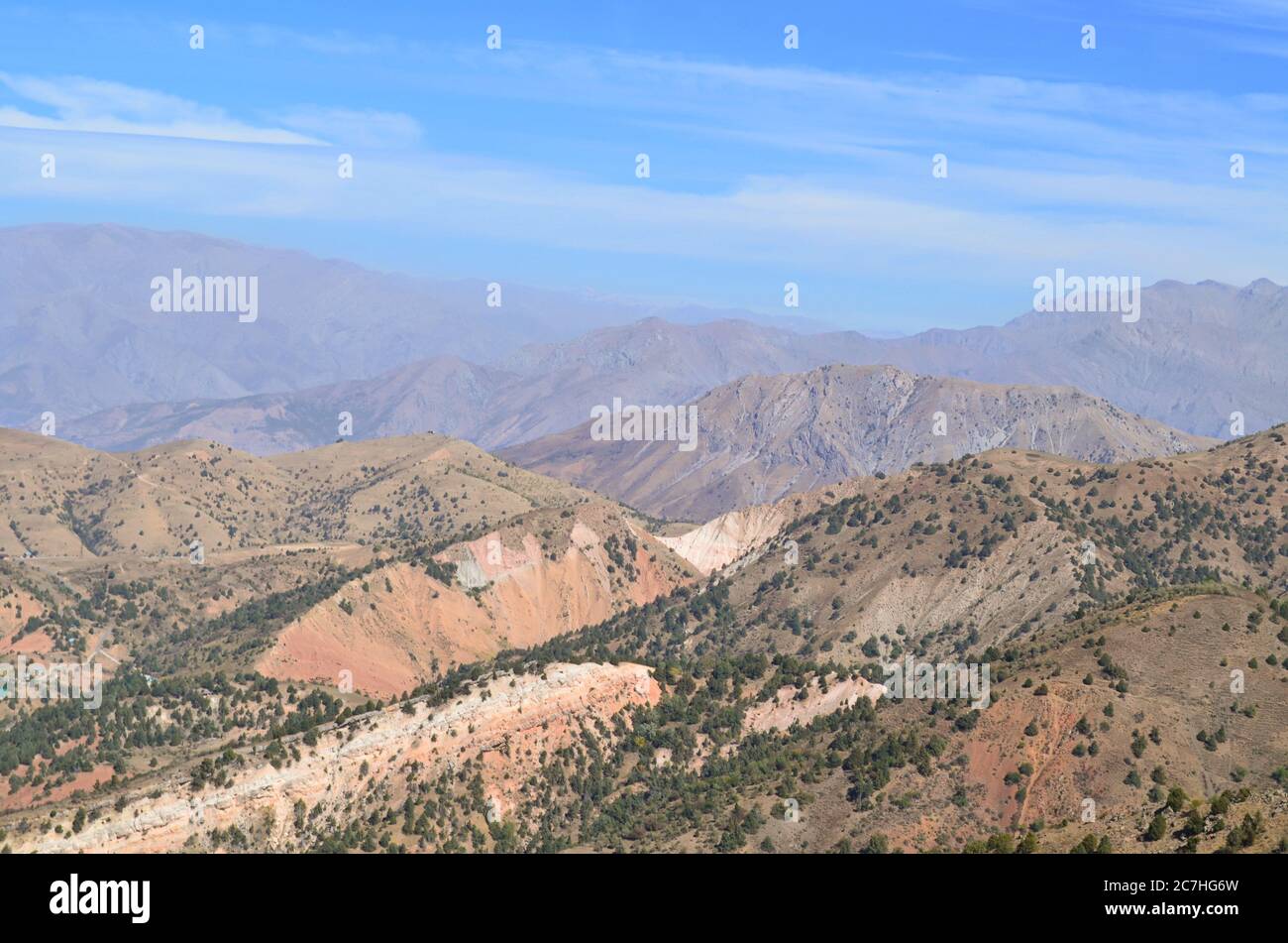 Mountains of Uzbekistan, a very beautiful landscape against a blue sky ...