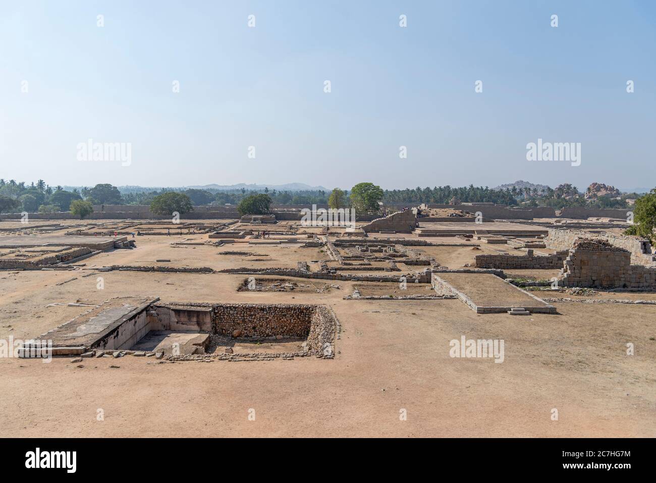 Foundations and foundations of an ancient Indian palace in Hampi Stock ...