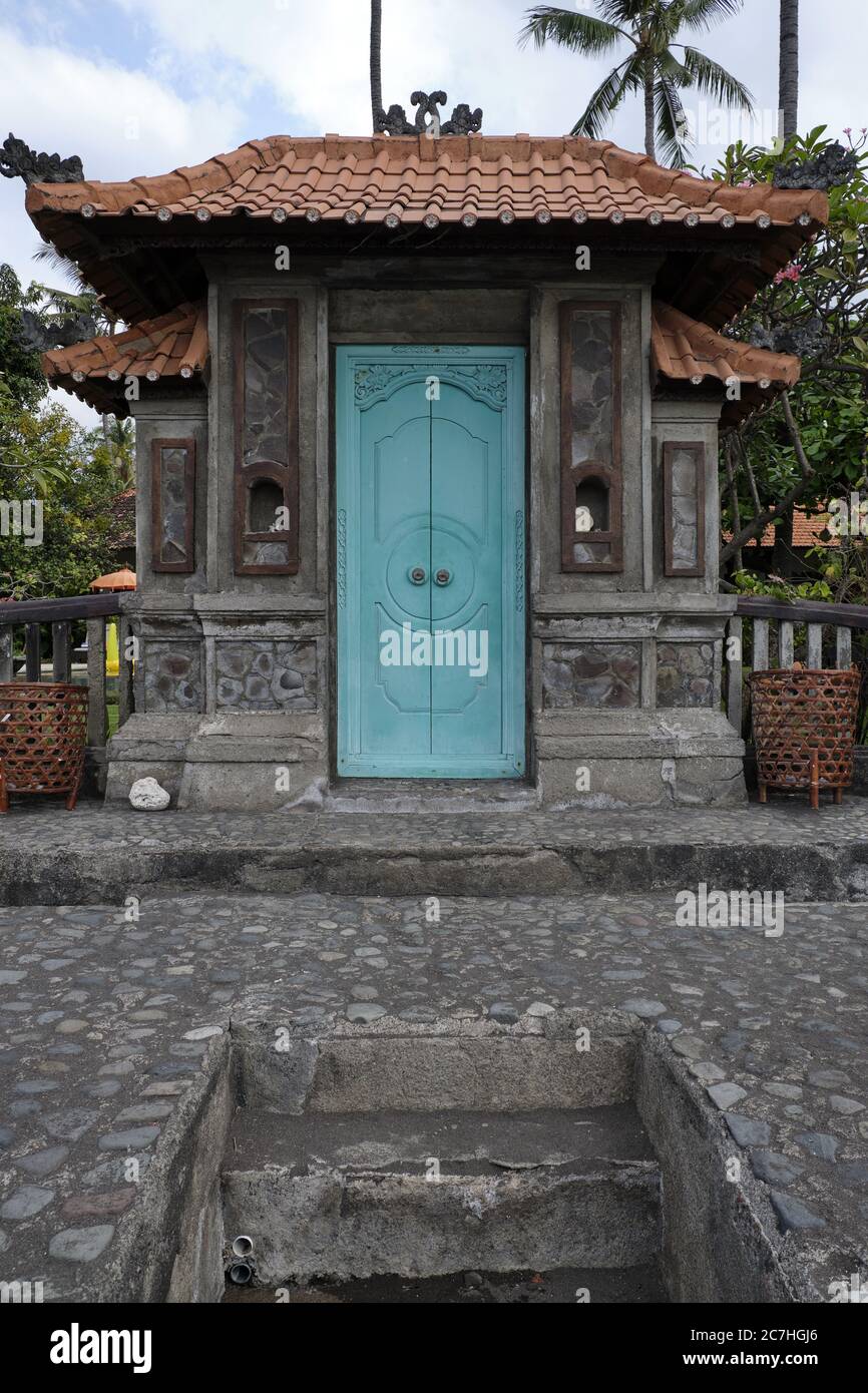 Blue door in balinese resort Stock Photo - Alamy