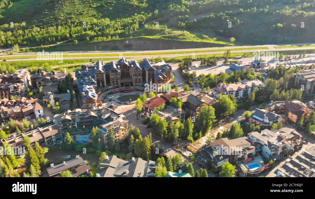 Aerial drone shot ski resort hi-res stock photography and images - Alamy