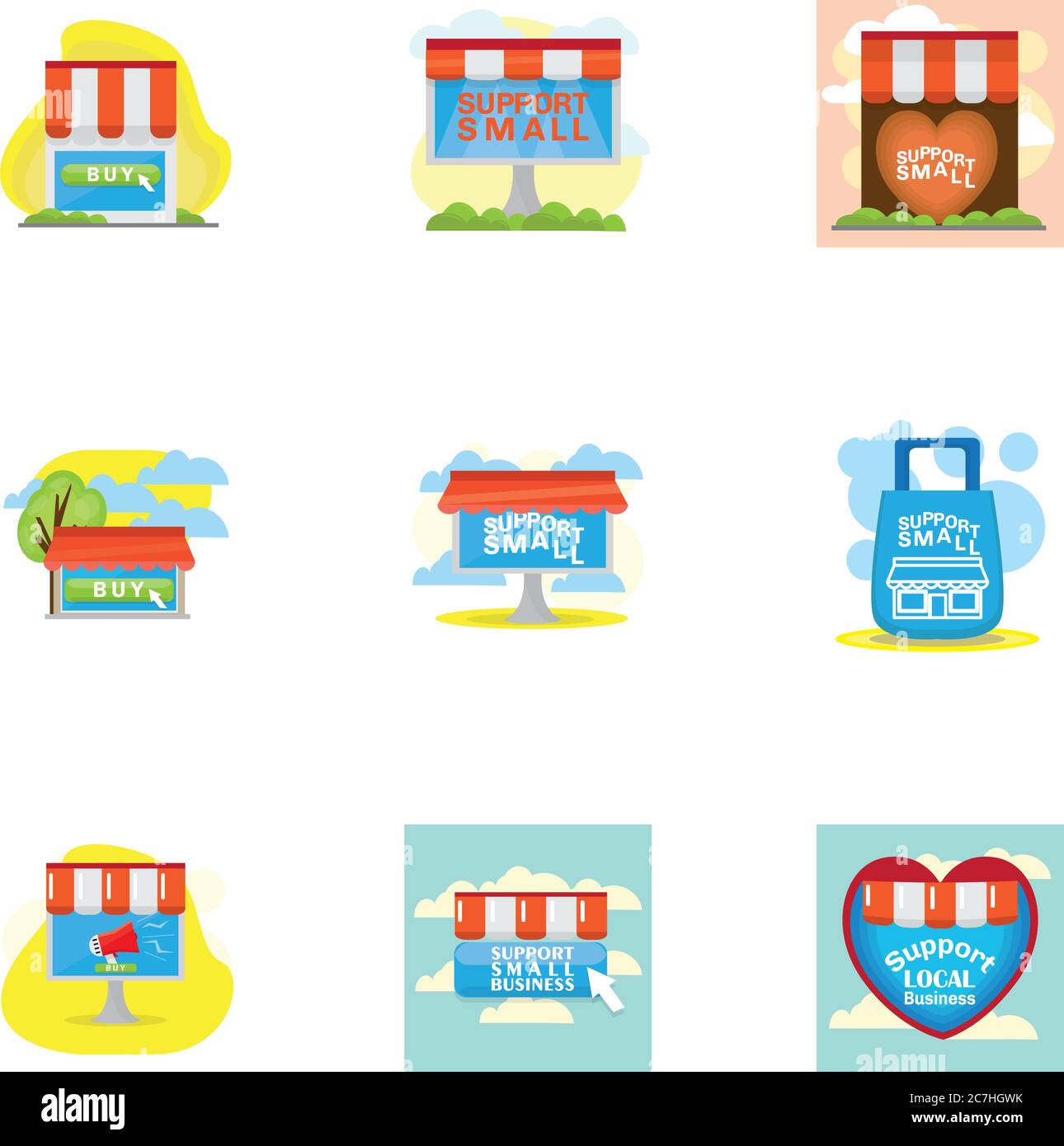 Online shopping image. Support local shop - Vector illustration Stock ...