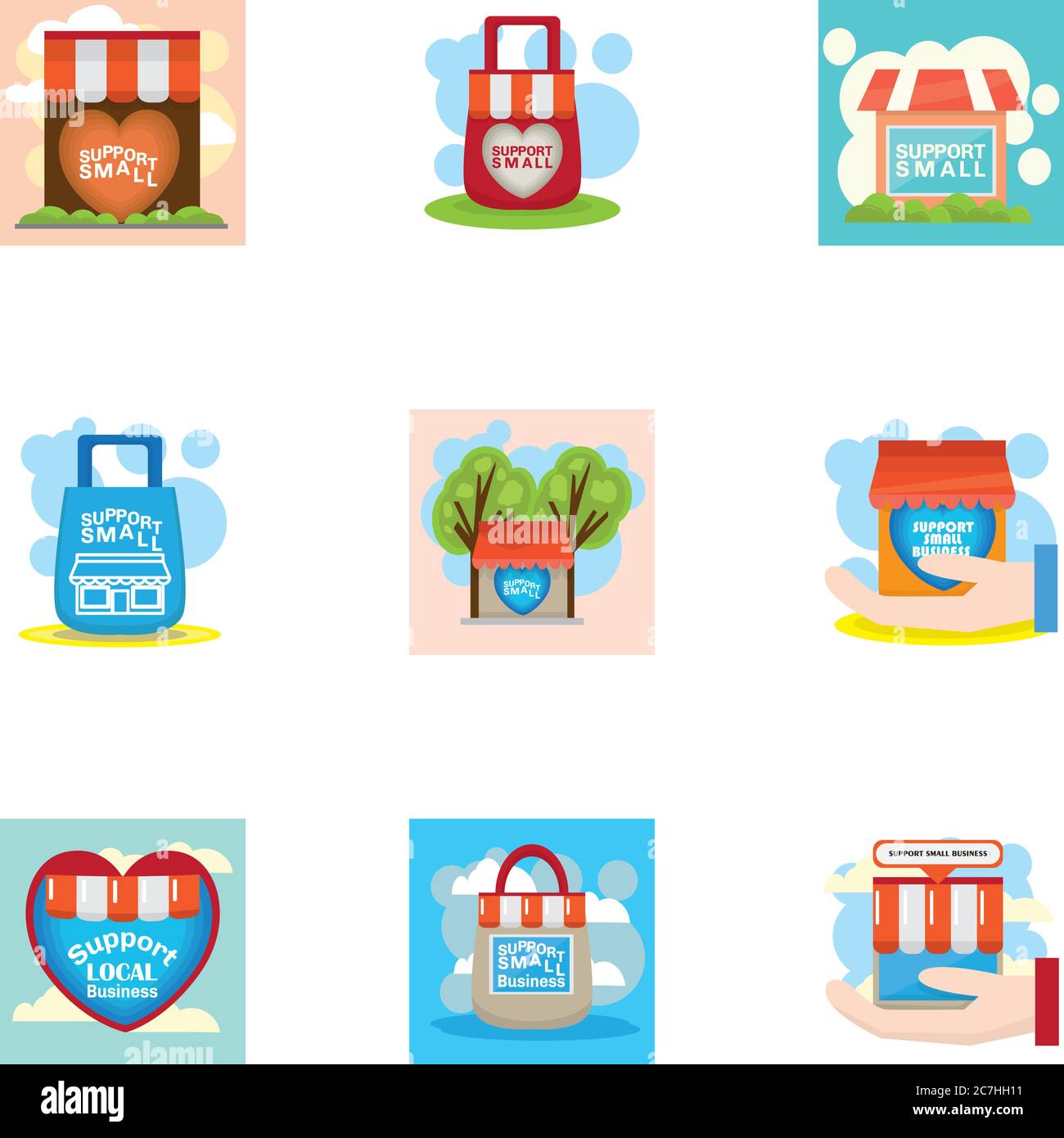 Support local shop small. Local market - Vector Stock Vector Image ...
