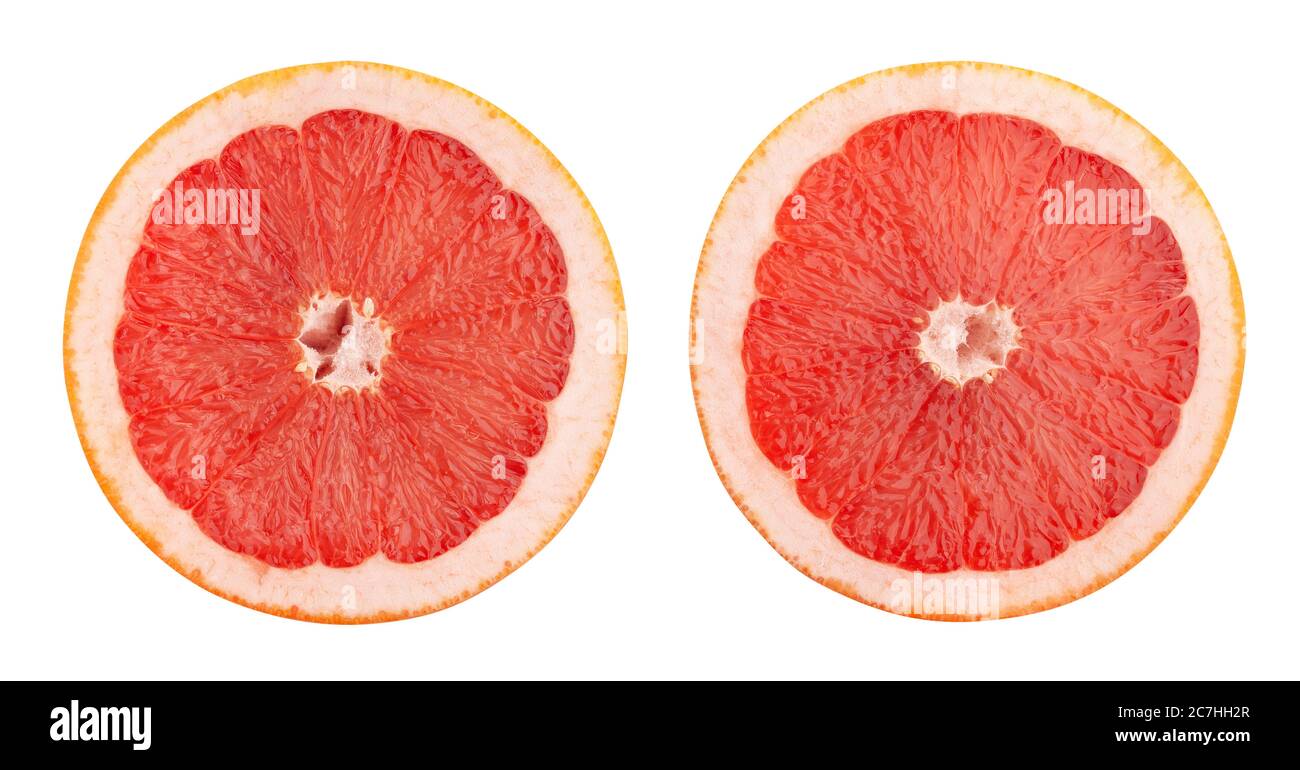 sliced grapefruit path isolated on white Stock Photo - Alamy