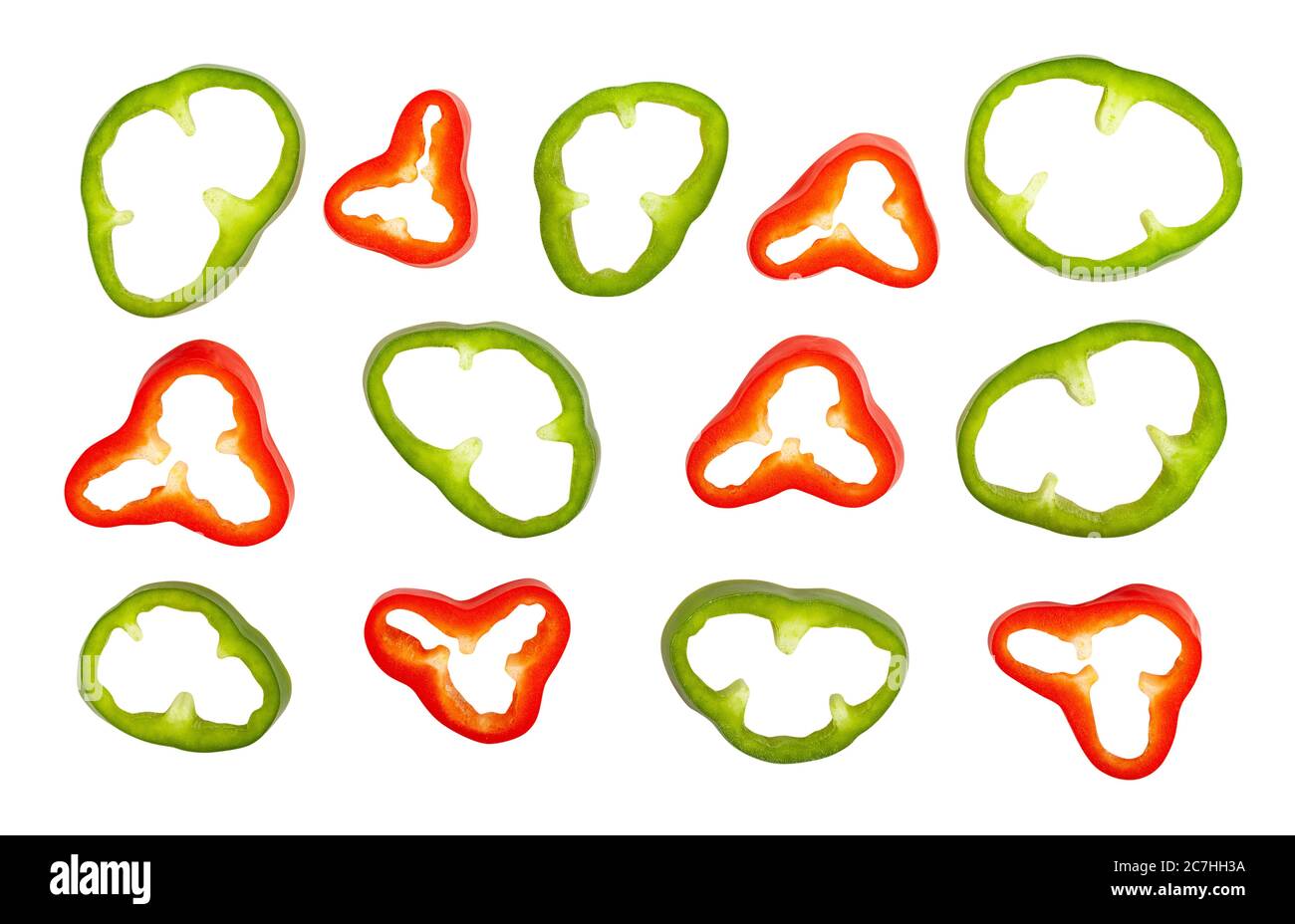 sliced long pepper path isolated on white Stock Photo - Alamy