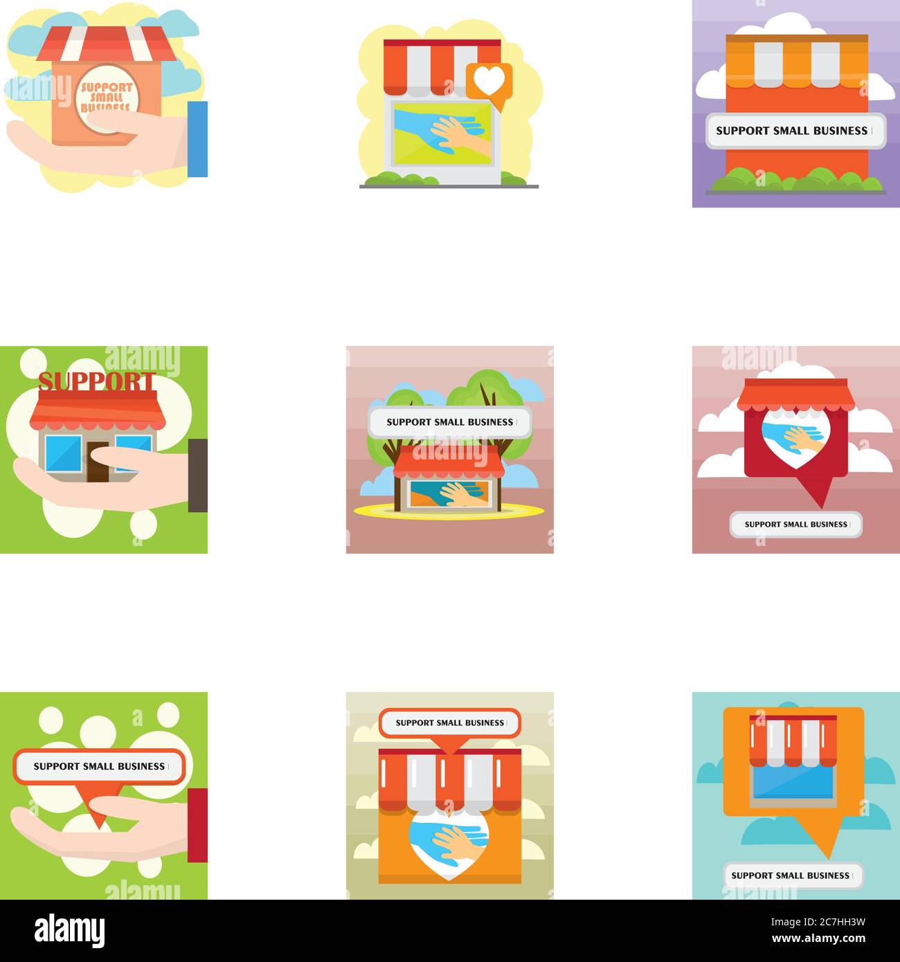 Support local shop small. Local market - Vector Stock Vector Image ...